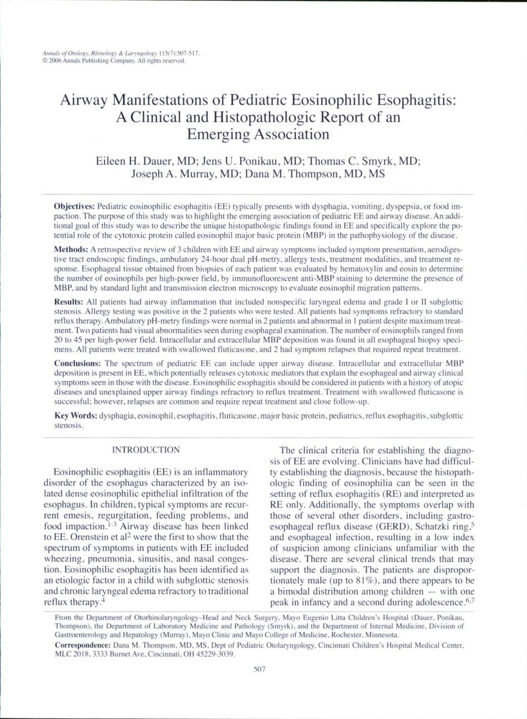 Dauer et al. – 2006 – Airway manifestations of pediatric eosinophilic ...